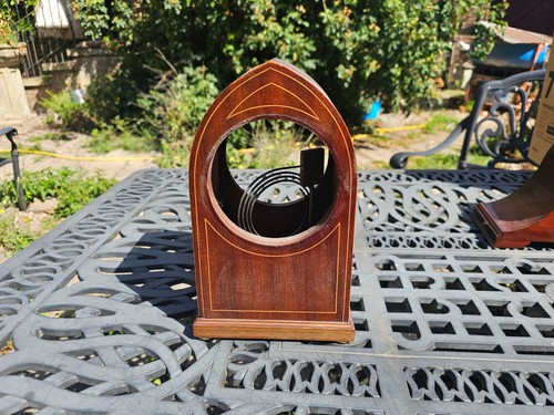 Antique French mantle clock case LANCET shape, boxwood stringing, clean ...