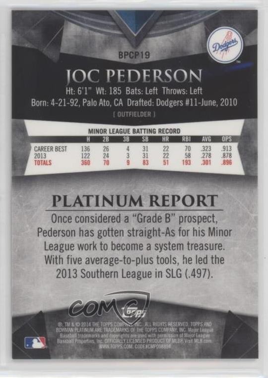 2014 Bowman Platinum Chrome Prospects Ruby /25 Joc Pederson #BPCP19 | eBay