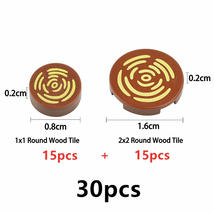 MOC Round 2x2 With Tree Stump Wood Grain Part for Lego Building Blocks ...