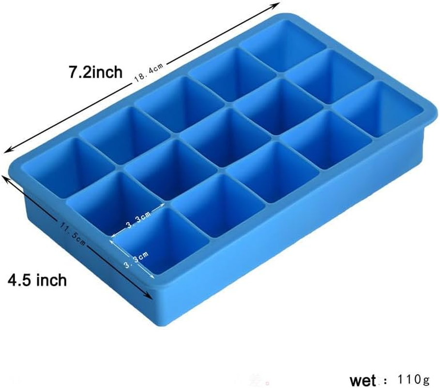 Silicone Ice Cube Trays for Freezer Square Ice Mold Non Stick BPA Free ...