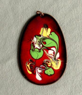 VINTAGE MID CENTURY MODERN ENAMEL ON COPPER PENDANT - SIGNED | eBay
