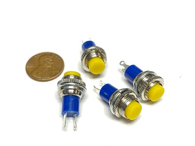 4 Pieces yellow N/C 10mm NORMALLY CLOSED nc 12v PUSH momentary BUTTON ...