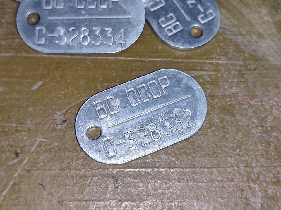 2 pcs Soviet RUSSIAN Army DOG TAG Soldier Badge Unissued USSR ID Number ...