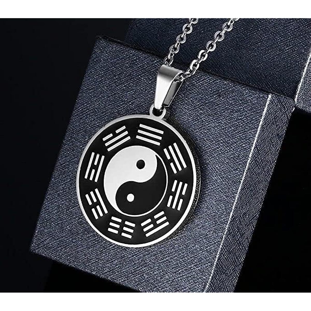 Lady Mens Stainless Steel Protection Bagua Amulet Yin Ying Yang Pendant Necklace | eBay