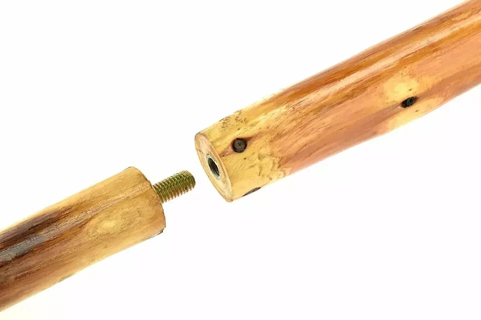 55" 3pc Section Natural Wood Walking Hiking Stick Detachable Outdoor ...