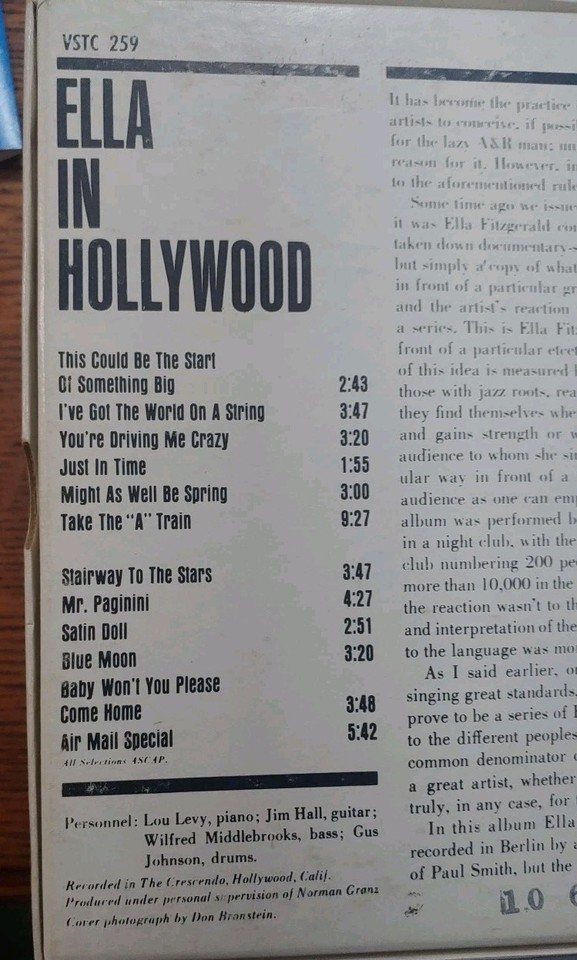 Ella Fitzgerald In Hollywood 7.5ips Verve Jim Hall reel to reel tape | eBay