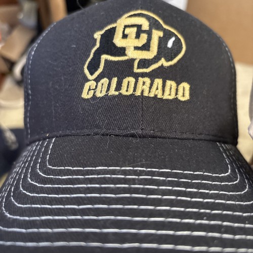 COLORADO BUFFALOES BUFFS GOLD CU “RALPHIE” LOGO BLACK ADULT TRUCKER ...