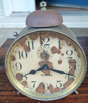 Antique Towers Wind Up Alarm Clock Made In USA Still Works Vintage | eBay