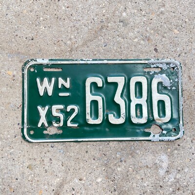 1952 Washington Motorcycle License Plate 6386 YOM DMV Clear Harley ...