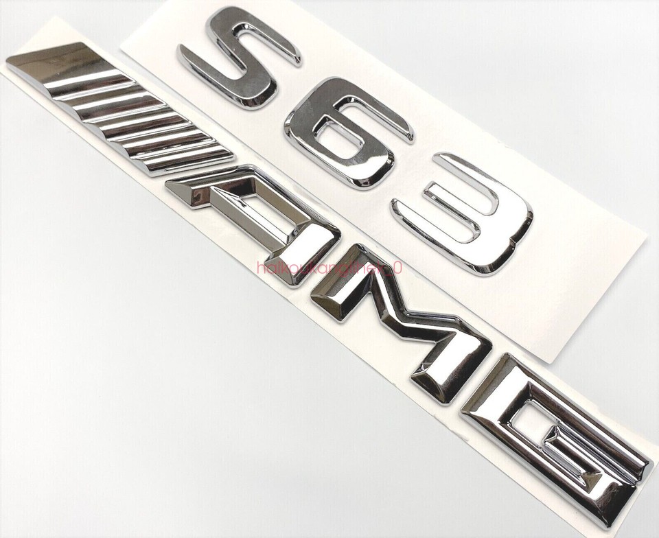 #2 CHROME S63+AMG FIT MERCEDES S63 REAR TRUNK EMBLEM BADGE NAMEPLATE ...