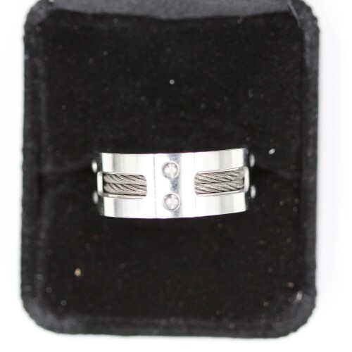 Stainless Steel Inlayed Double Wires Ring - Size 9 Part Number - R ...