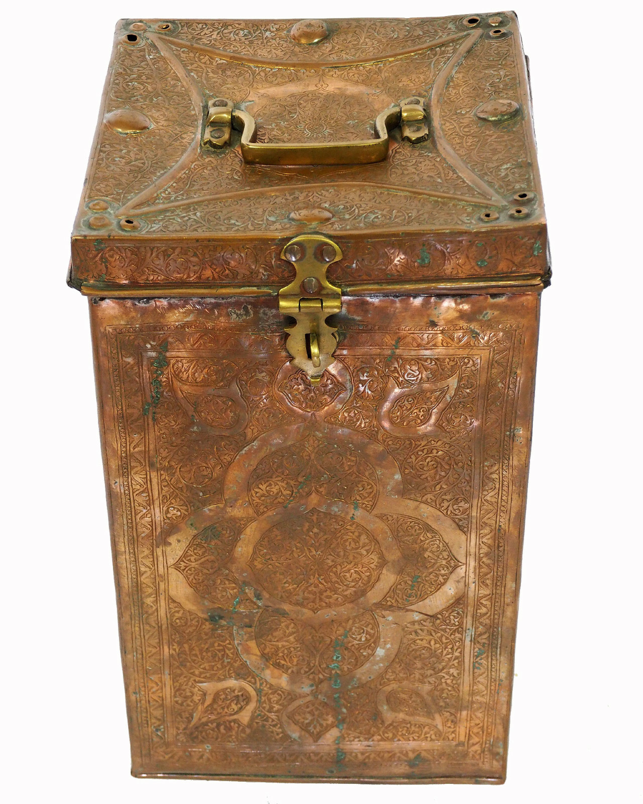 antik Massiv Kupfer Kiste Truhe gefäß büchse schatulle islamic copper ...