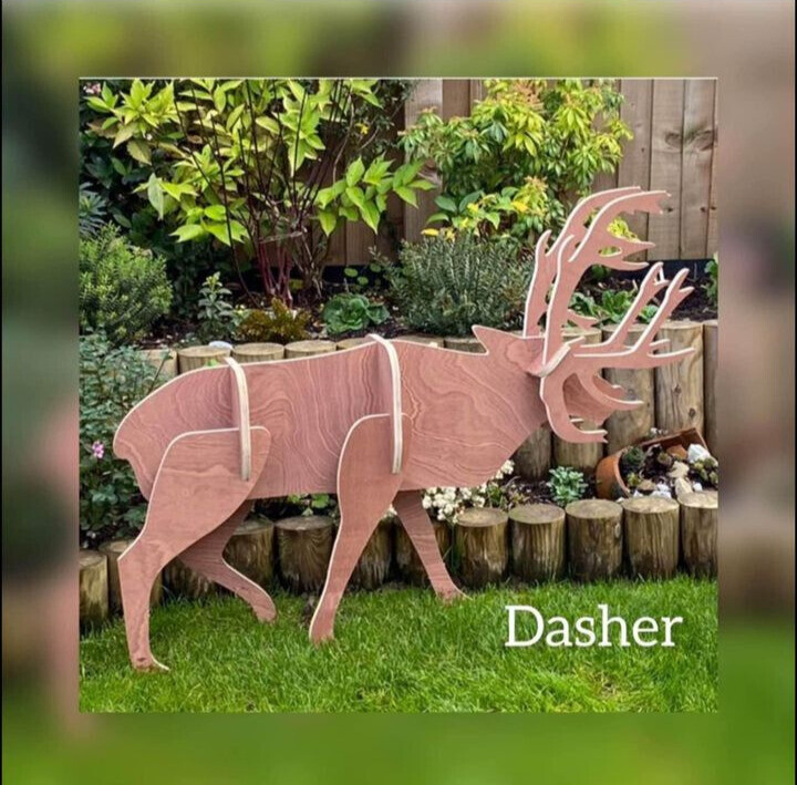 Santa Sleigh & Reindeers Rudolph Prancer Dasher Unpainted Easy Assemble ...