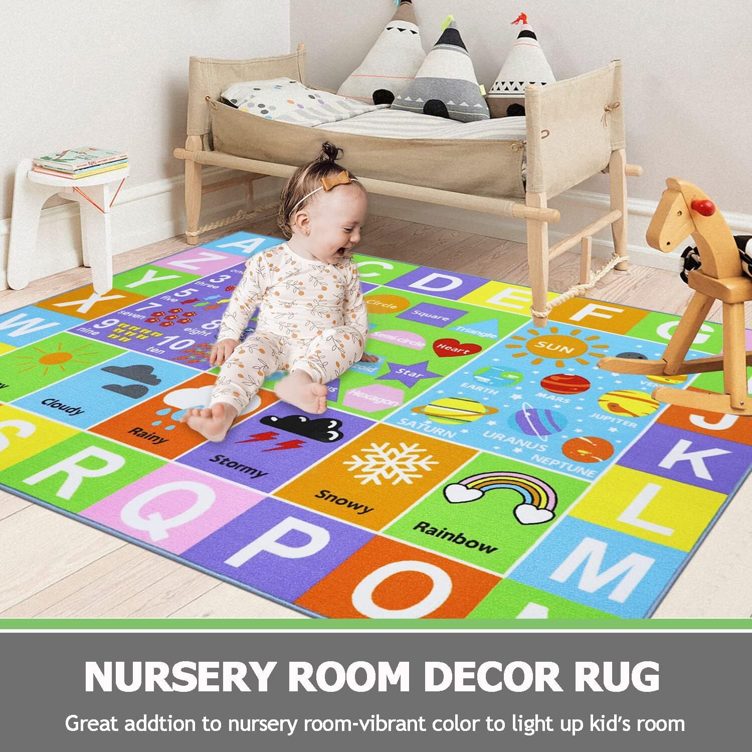 Large Educational Play Mat for Kids - Alphabet, Numbers, Shapes Rug ...
