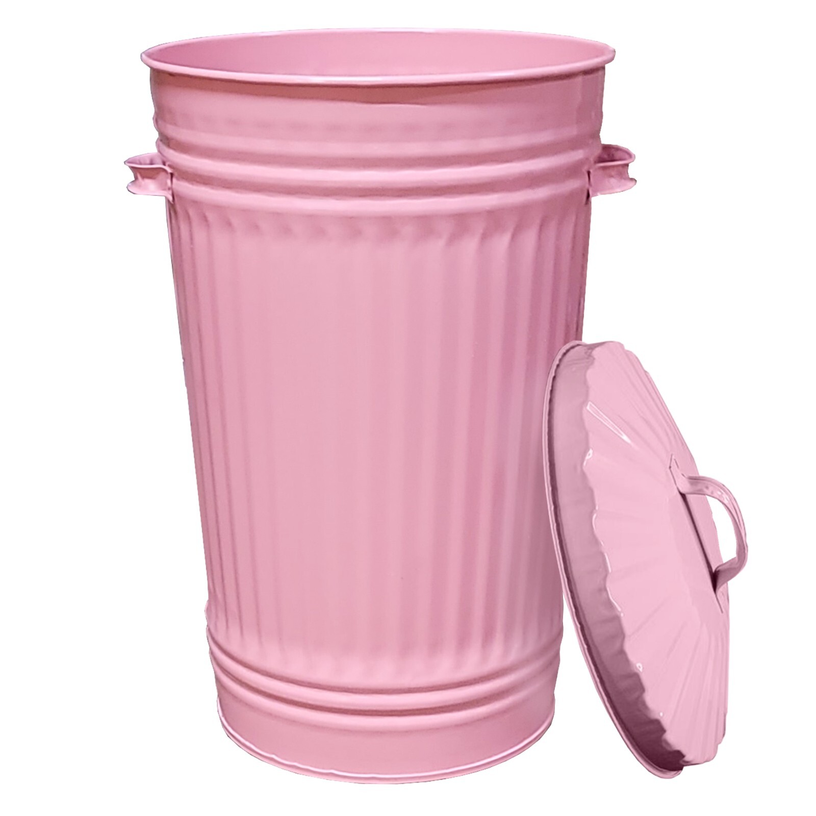 Retro Dustbin Pink Metal Steel Bin for Feed or Rubbish Waste Galvanised ...