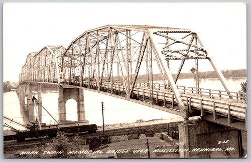 RPPC Mark Twain Memorial Bridge Over Mississippi Hannibal Missouri ...