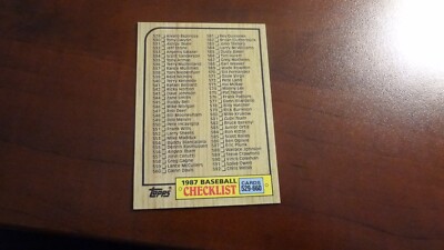 1987 TOPPS # 654 CHECKLIST BASEBALL CARD | eBay