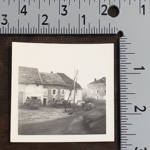 WWII MILITARY PHOTOGRAPH BOMBED HOUSES AND TANK, POSTMARK JANUARY 12 ...