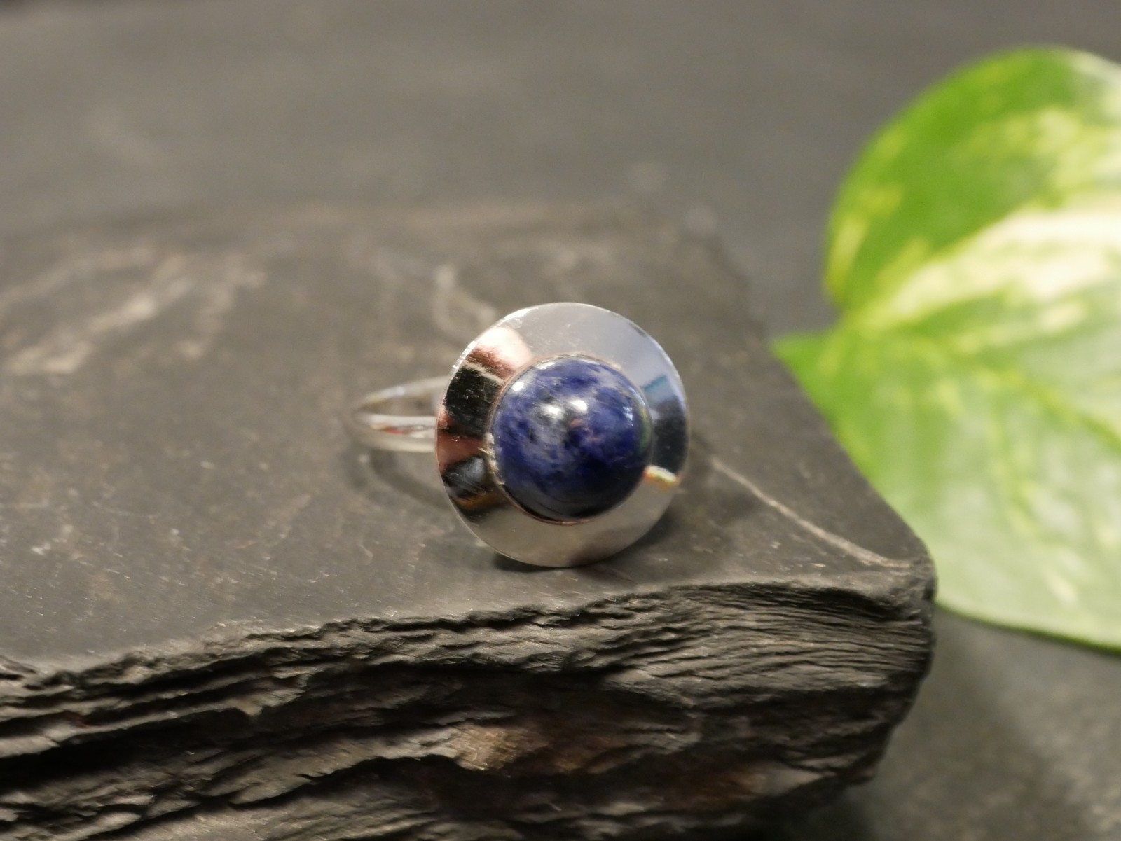 935 Silber Ring Sien Blau Marmoriert Halb Kugel Solitär Space Age 70 er ...