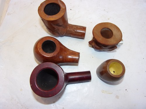 Lot of 5 NEW briar pipe bowls/ for Parts, Repair , Restoration, Pipes ...