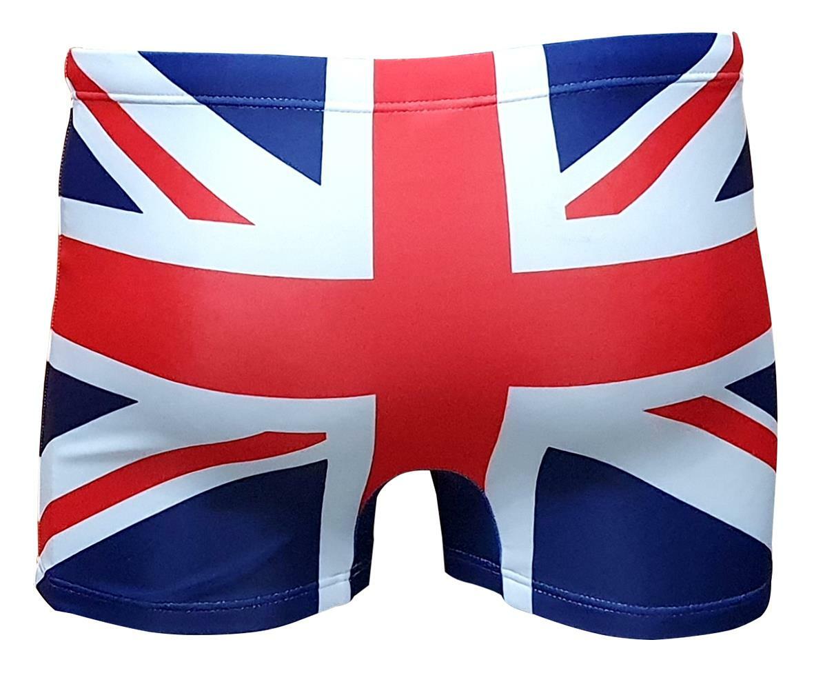 ACCLAIM British Union Jack Sports Fit Boxer Style Flag Swimming Trunks ...