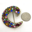 Vintage Weiss Pin Brooch Multi Color Rainbow Rhinestone Crescent ...