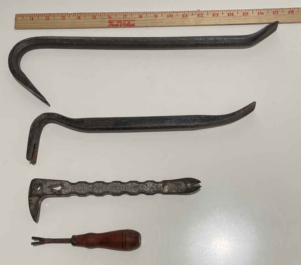 Lot Of 4 Vintage Nail Puller Nail Claw Crow Bar Pry Bar Cats Paw ...