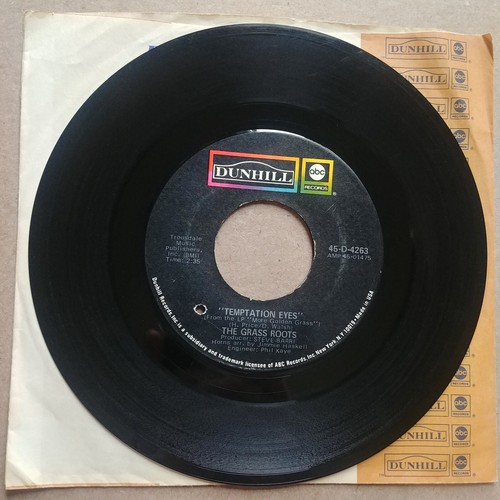 THE GRASS ROOTS Temptation Eyes 45 7" POP ROCK Record Vinyl Dunhill ...