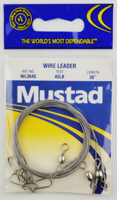 3 Mustad Wire Leaders 45lb with Swivel (36",Silver) WL3645 [M29] | eBay