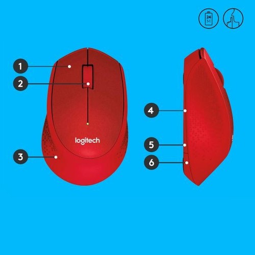 Logitech M330 SILENT PLUS (M330 Silent Mouse, Wireless - Red - Warranty ...