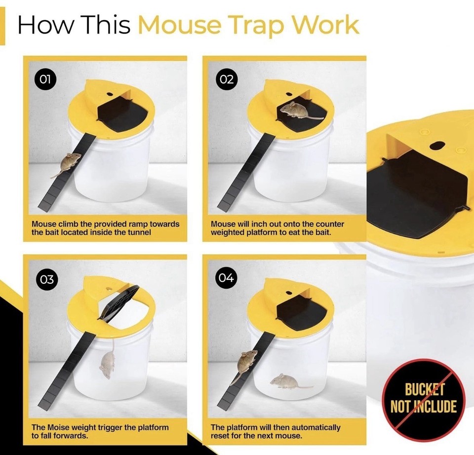 Mouse Rat Trap Flip & Slide Mouse Trap Bucket Catcher Mousetrap Slide ...