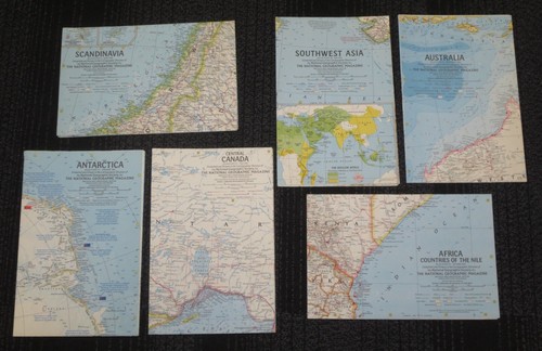 LOT of 6 Dated 1963 National Geographic Maps - Africa Asia Australia ...