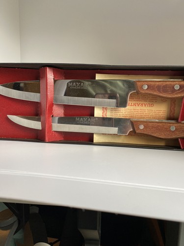 Vintage Maxam 2 Piece Knife Set Carving | eBay
