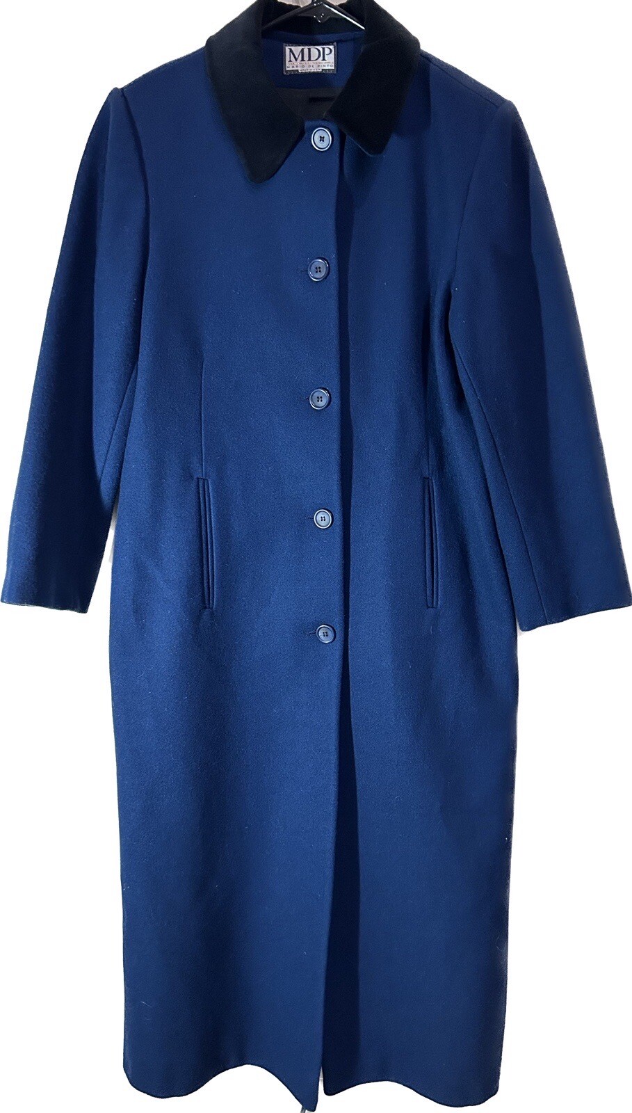 Vintage Mario De Pinto MDP Navy Blue Coat Pure 100% W… - Gem