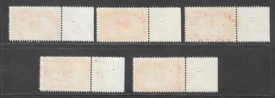 US Stamp #Q2...2¢ Parcel Post....5 Different Plate # Singles....Mint NG ...