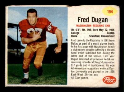 1962 Post Football #194 Fred Dugan PR | eBay