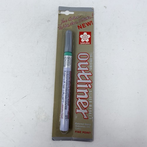 Vtg Sakura Outliner Silver Paint Pen Marker Green Outline Fine Poin NIB ...