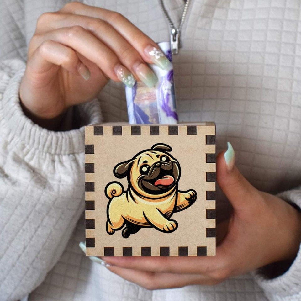 'Happy Pug Running' Money Box / Piggy Bank (MB00119382) | eBay UK