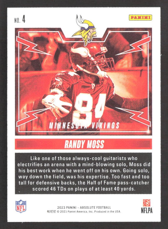 2023 Panini Absolute Randy Moss #4 Rock Out Minnesota Vikings | eBay