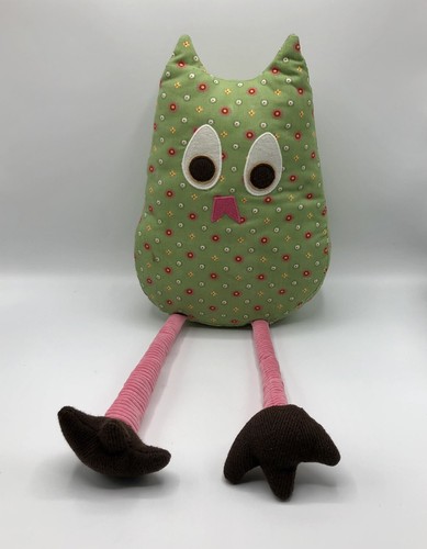 Pottery Barn Kids Joy 23" Owl Plush Green Floral Print Courduroy Pink ...