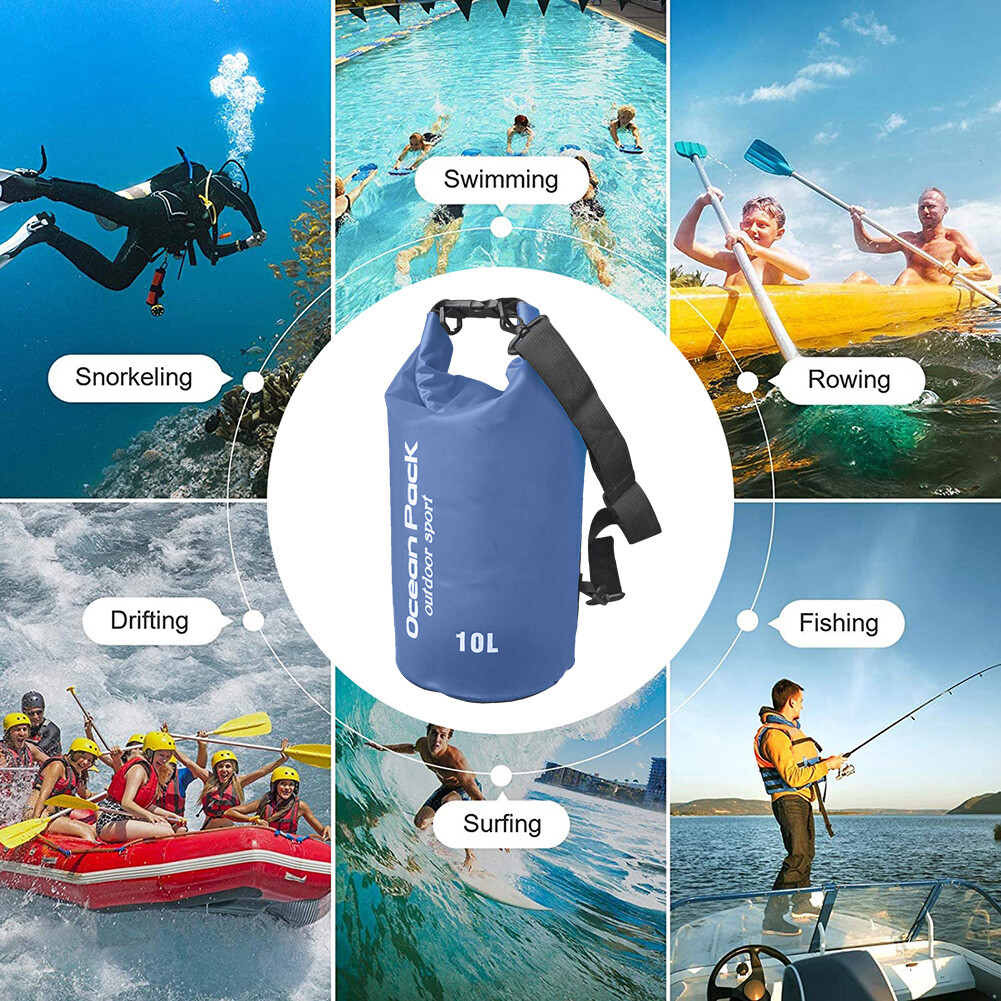 Waterproof Pouch Dry Sack for Drifting Swimming Trekking Bag (Blue 10L) | eBay