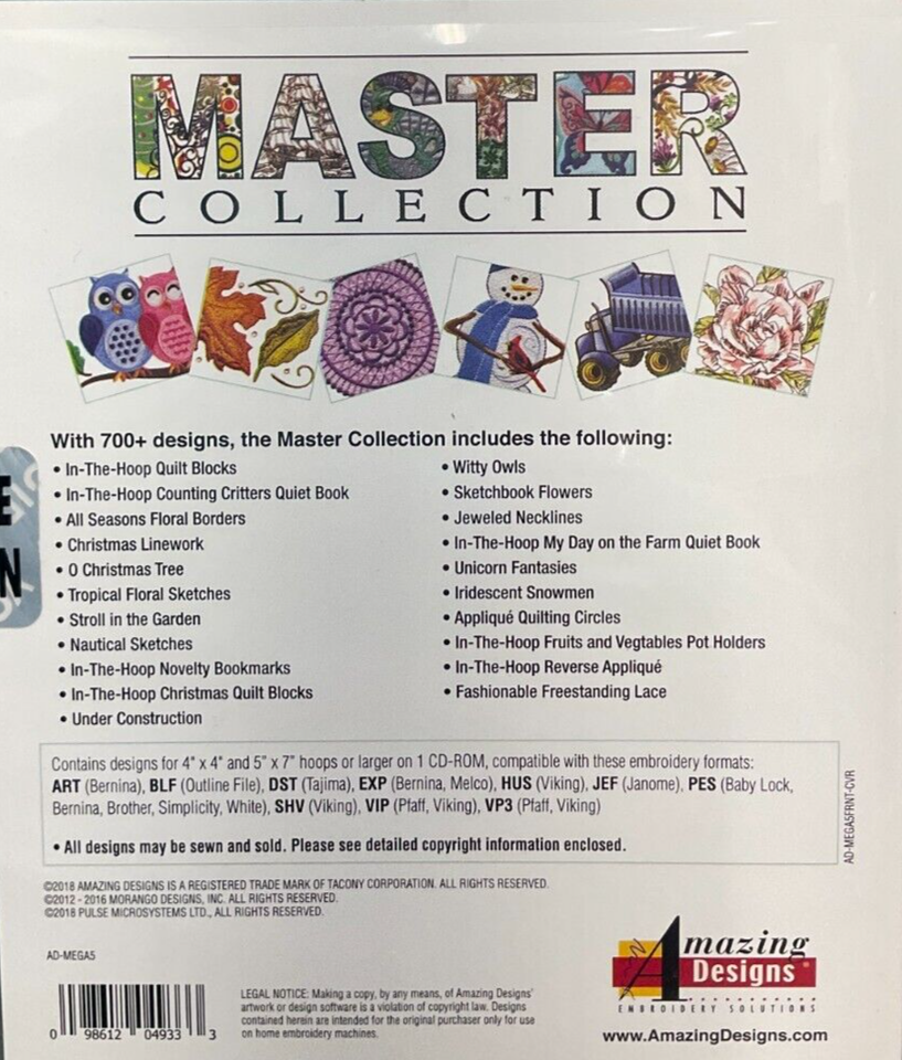 AMAZING DESIGNS MASTER COLLECTION - EMBROIDERY DESIGNS - USB | eBay