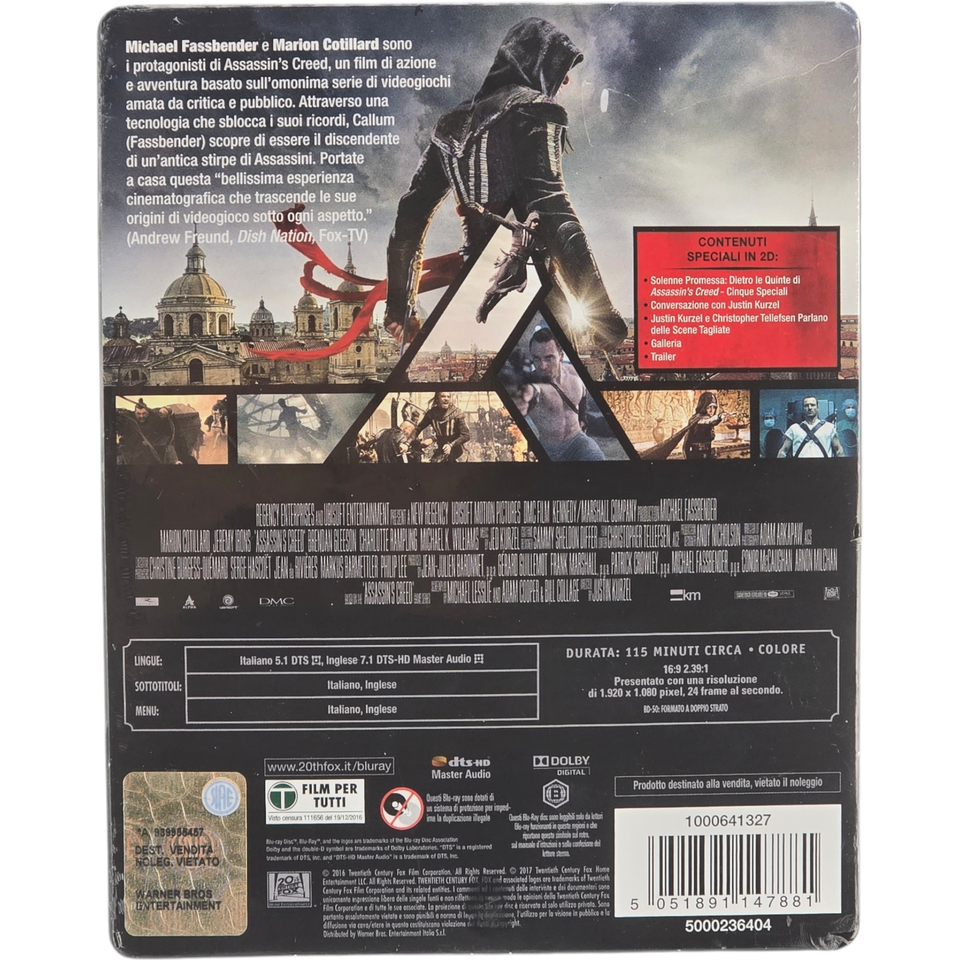 Assassin's Creed SteelBook Blu-Ray 3D + 2D Michael Fassbender Marion ...