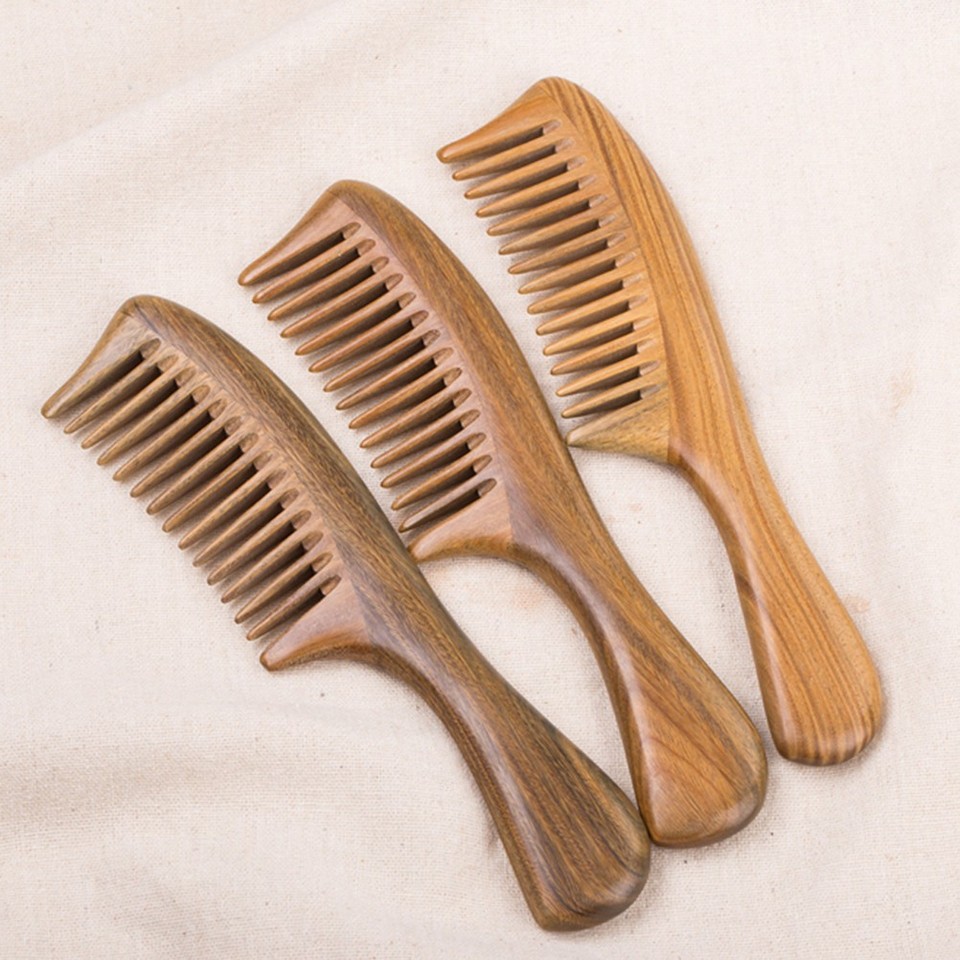 Vintage Sandalwood Comb Wide Tooth Hair Comb Portable Detangling Wooden ...
