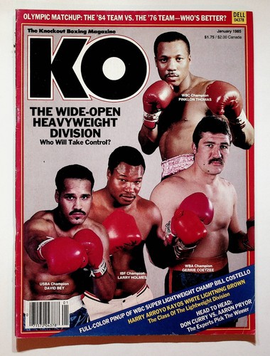 1985 January KO Knockout Boxing Magazine Pinklon Thomas Holmes David ...