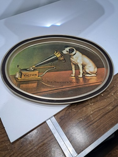 Vintage RCA Nipper Dog Tin Serving Tray " His Masters Voice" | eBay