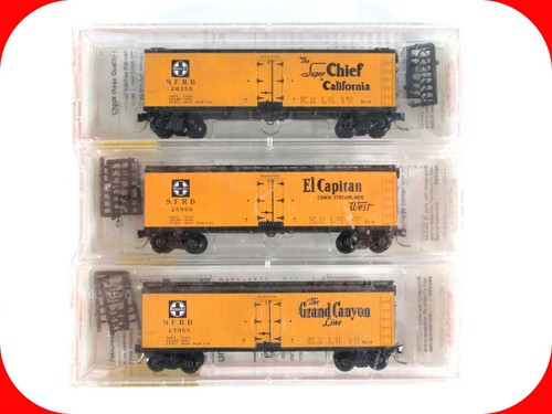 N Scale ***SANTA FE -- SFRD*** 40' Reefer 3-Pack w/ Slogans - Micro ...