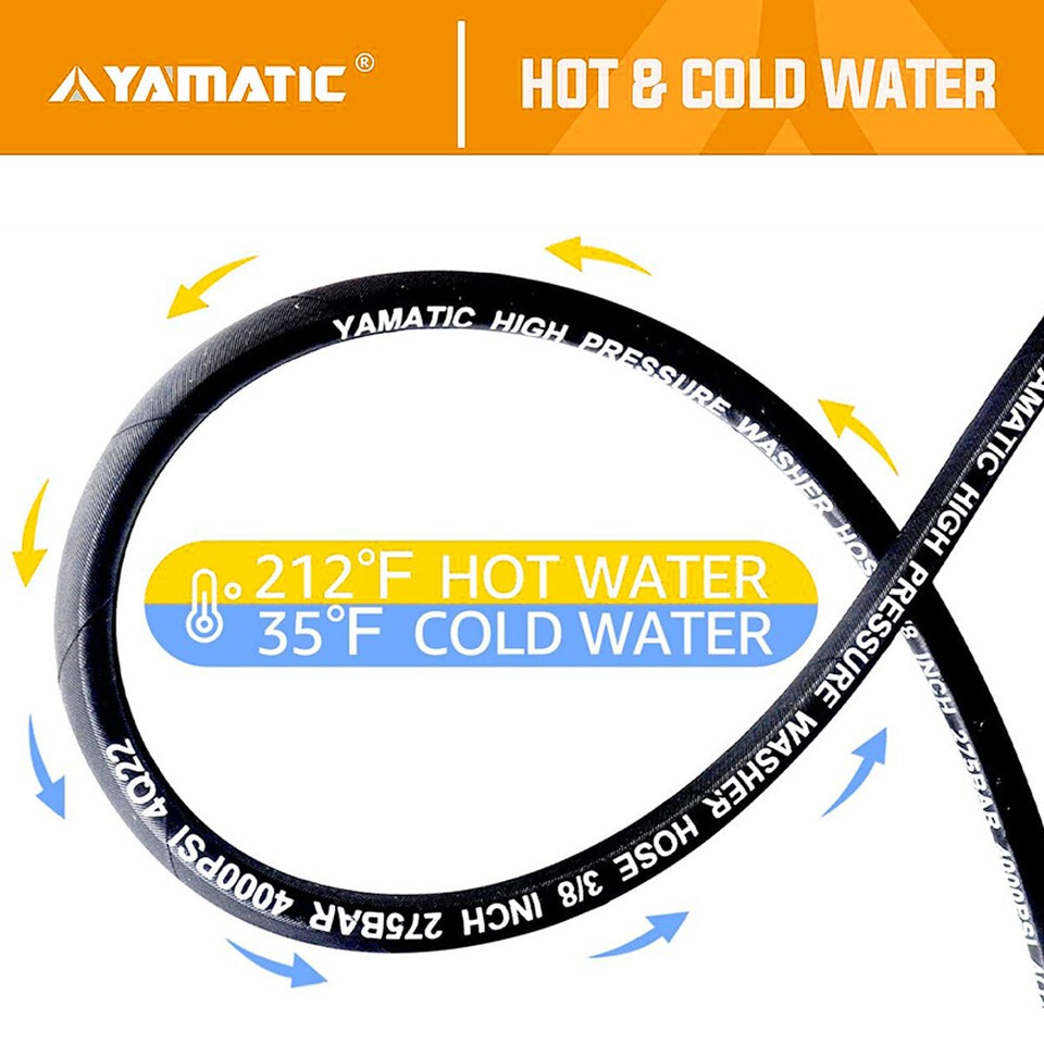 YAMATIC Pressure Washer Jumper Hose 3/8'' FNPT Whip Hose w. Quick ...