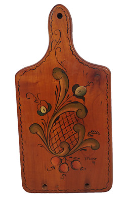Norwegian Rosemaled D. Furst '78 Tole Folk Art 11.5" Wood Cutting Board ...
