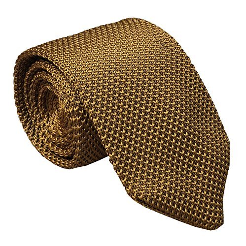 Men's Solid Color Skinny Knit Tie Vintage Smart Formal One Size Bronze ...